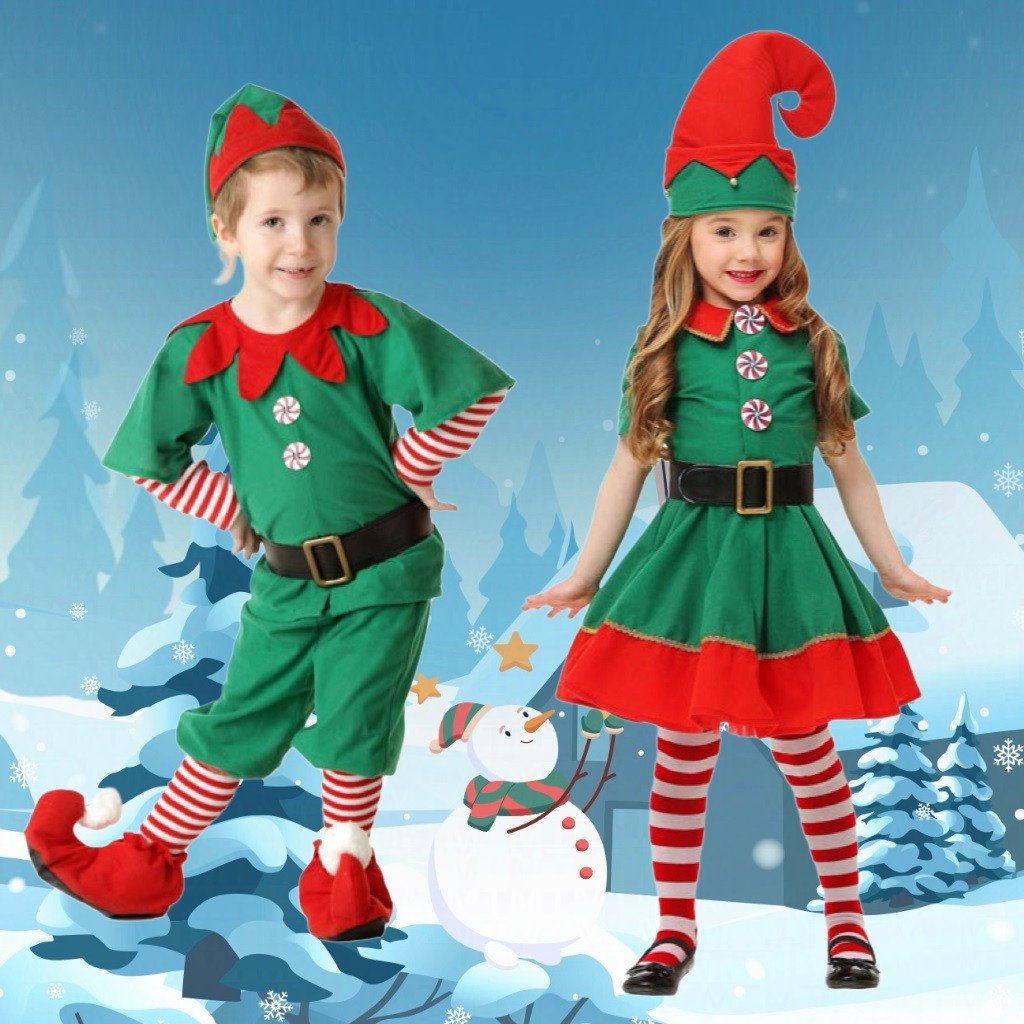 Children Christmas Costume for Kids Boy Girls Xmas Party Terno Green ...