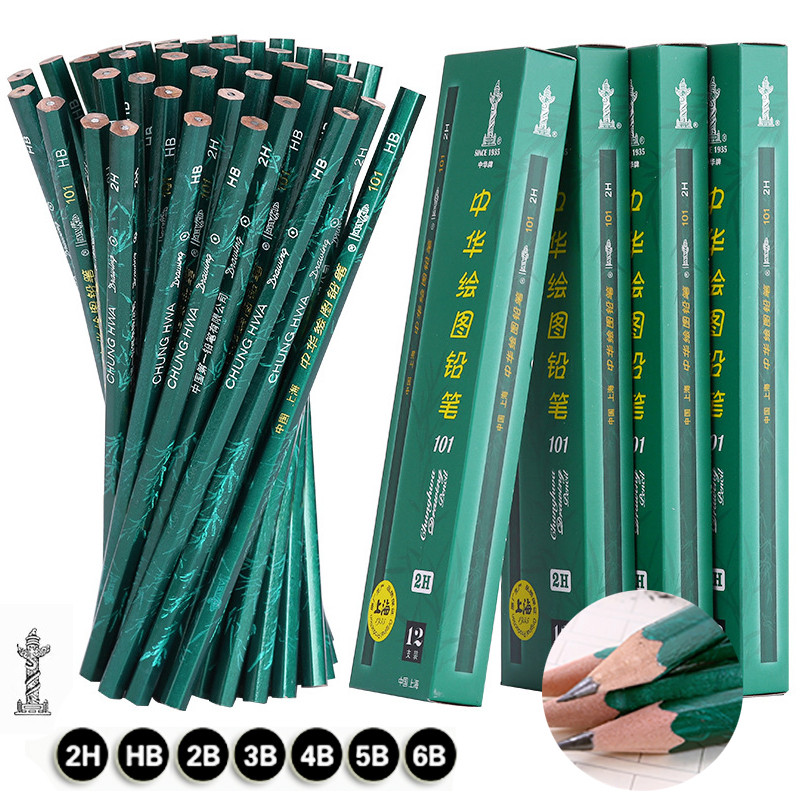 6PCS/SET CHUNG HWA 101 Wooden Pencil HB 2H 2B 3B 4B 5B 6B Art Sketch Pencil Student Advanced ...