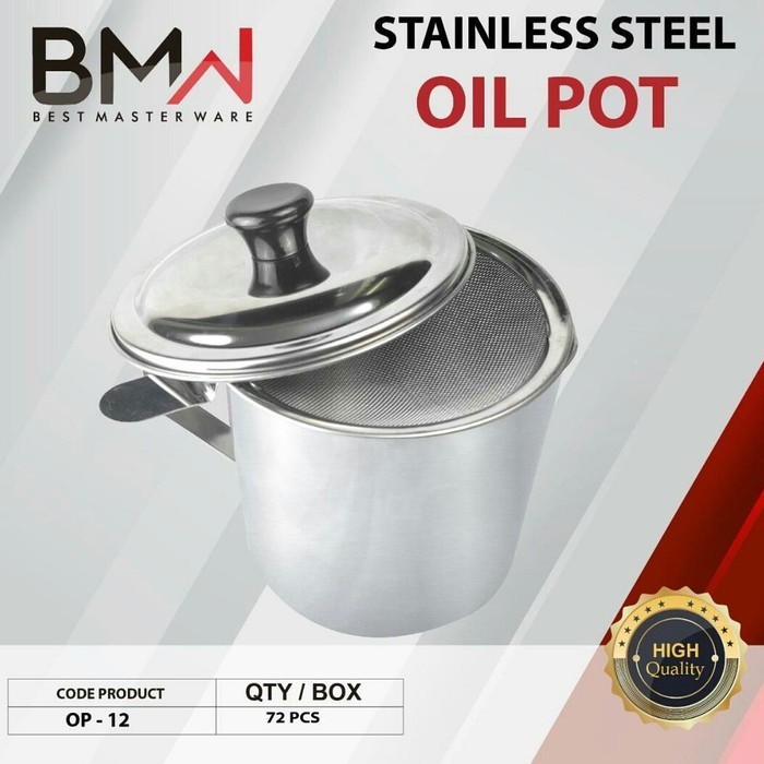1200 Ml Stainless Oil Pot Oil Strainer Multipurpose 12CM Oil Pot ...