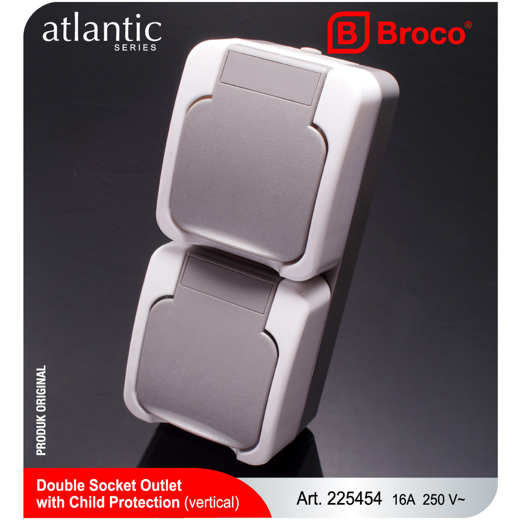 Broco Electrical Atlantic 225454 Safety 2 Gang Socket (Vertical ...