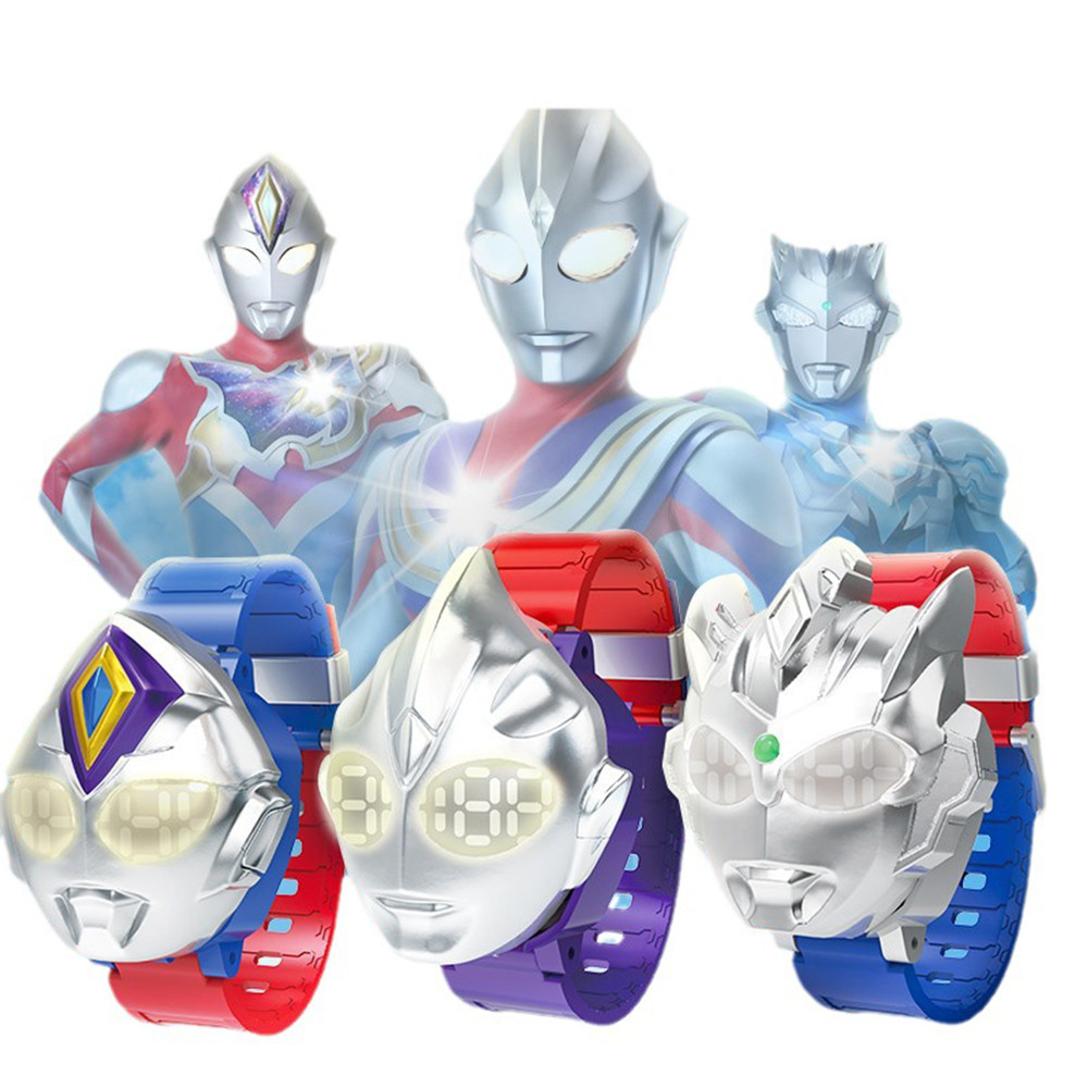 Cartoon Ultraman Transformation Watch Children Voice Luminous Watches ...