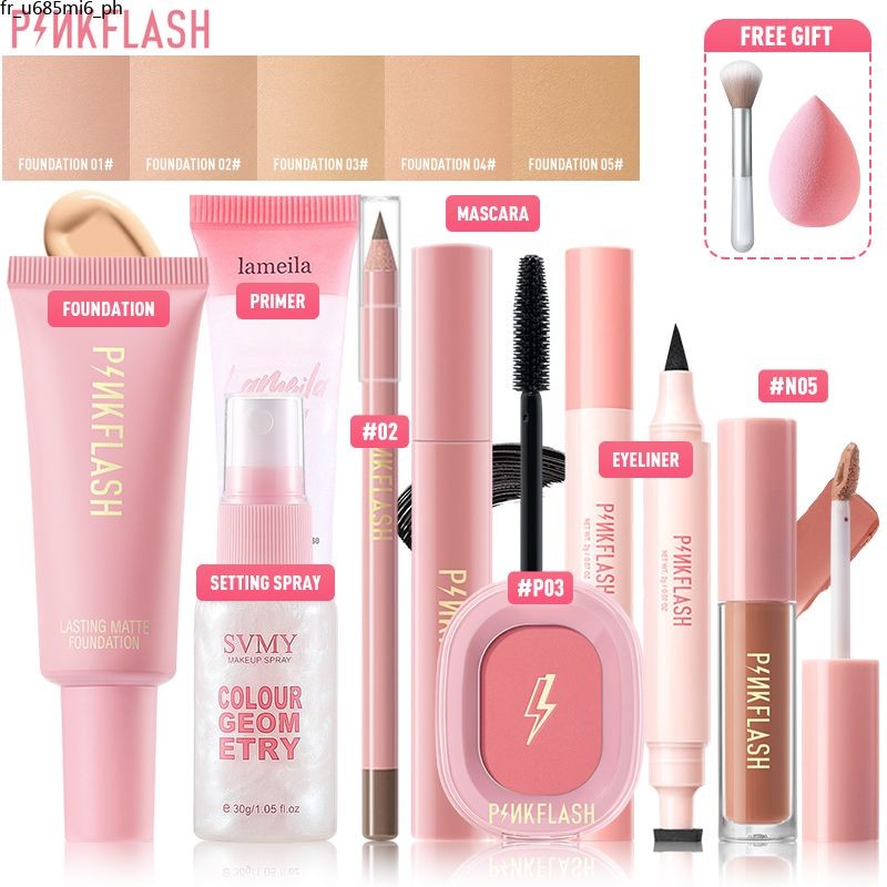 PINKFLASH Complete 8Pcs Makeup Set For Beginners Easy Face Makeup Kit ...