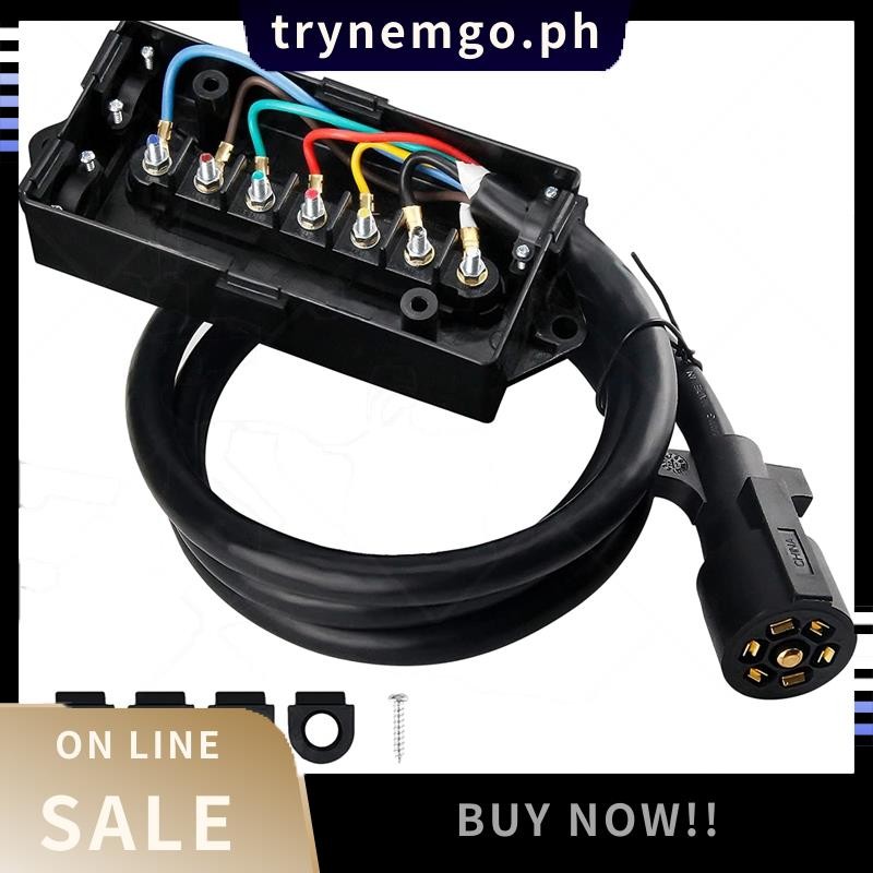Available 7 Way Plug Inline Trailer Cord & 7 Gang Junction Box, 6 Feet ...