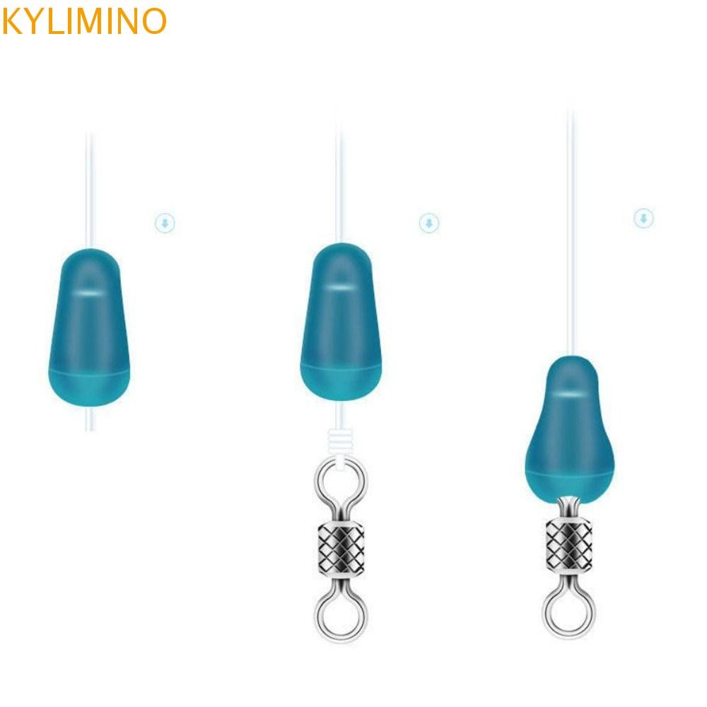 KYLIMINO Rubber Space Beans Anti-Tangle Crystal Blue Rubber Oval Stopper Silicone Space Beans ...