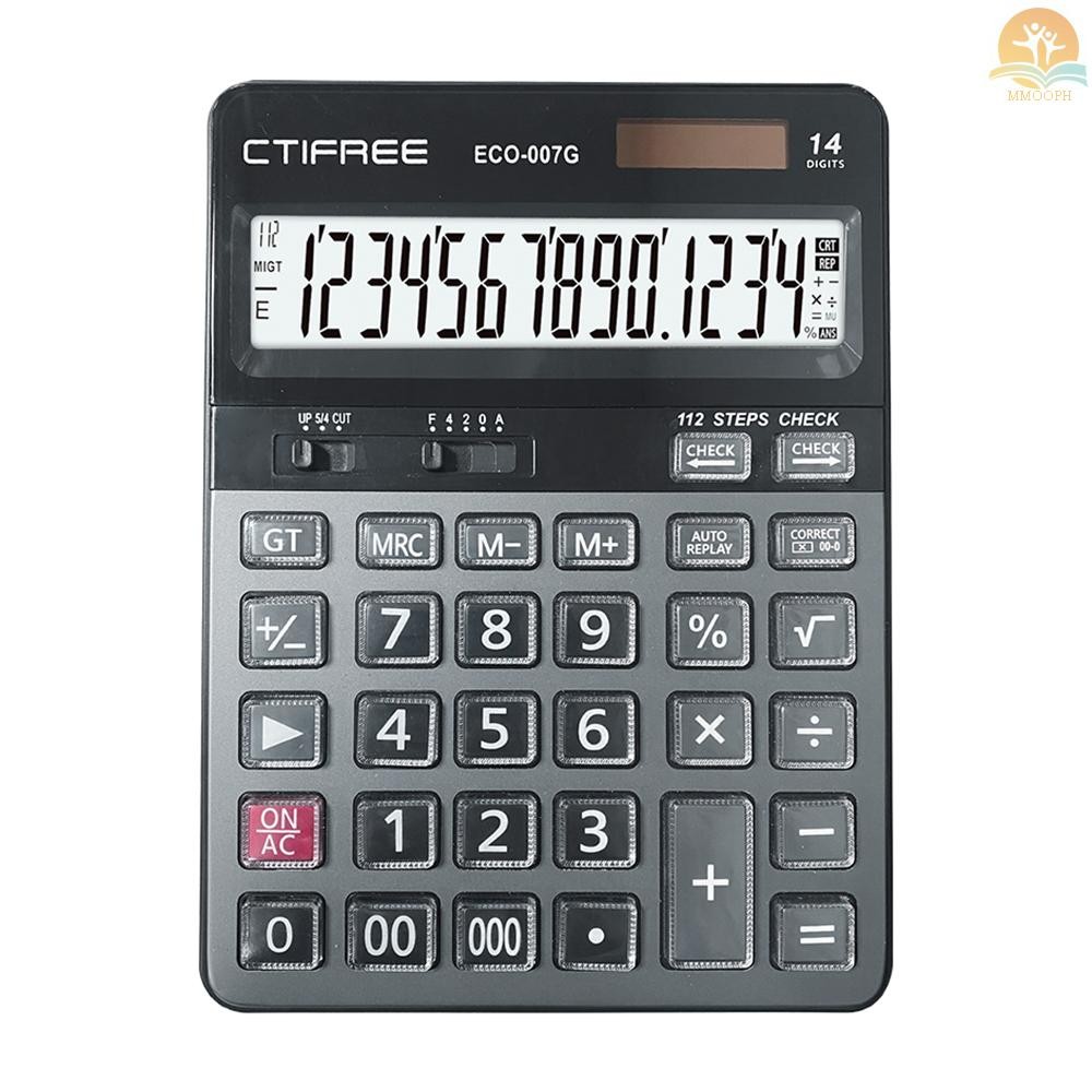 Desktop Calculator 14 Digit Large Solar Power and LCD Display Big ...