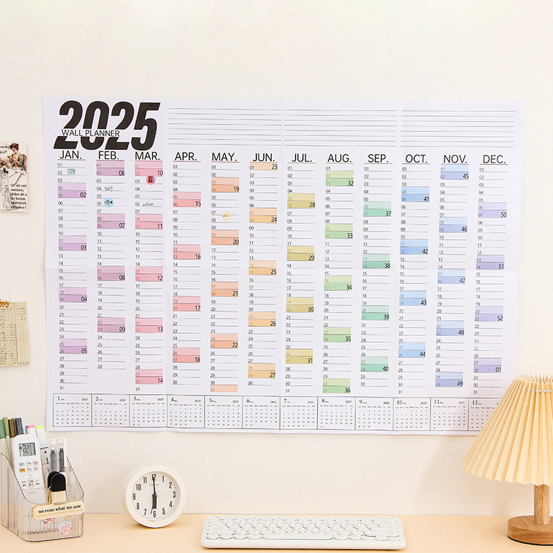 2025 Simple Plan Table Clock Card Annual Calendar 2025 Calendar ...
