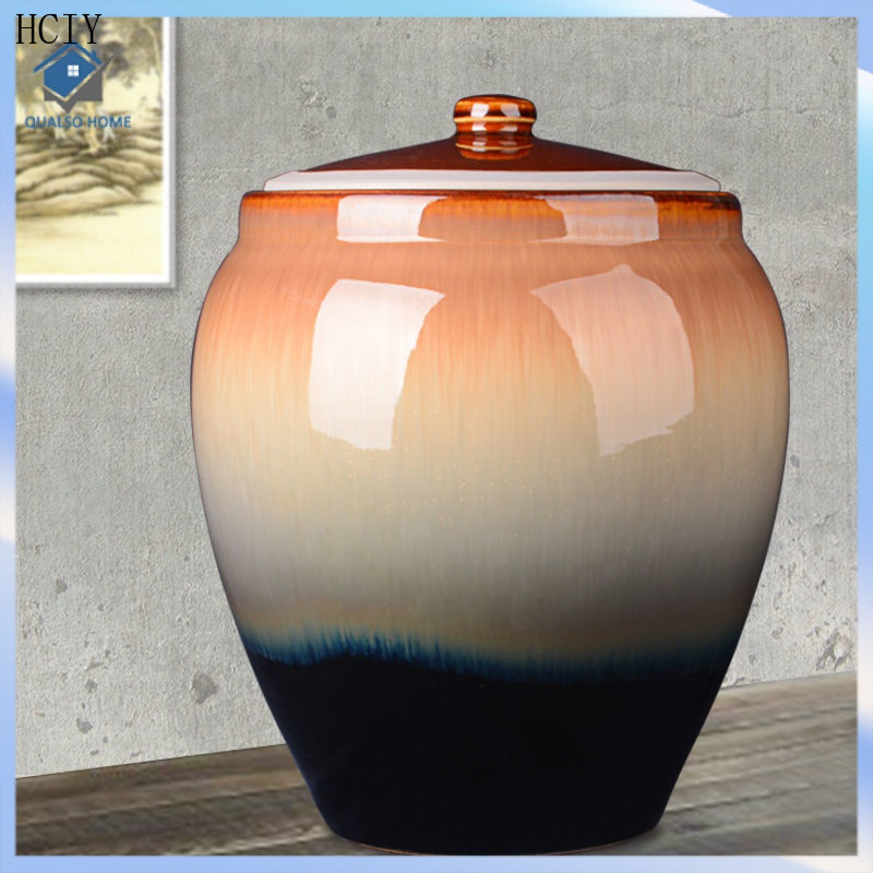 Ceramic rice jar 15kg with lid rice storage box insect-proof mildew ...