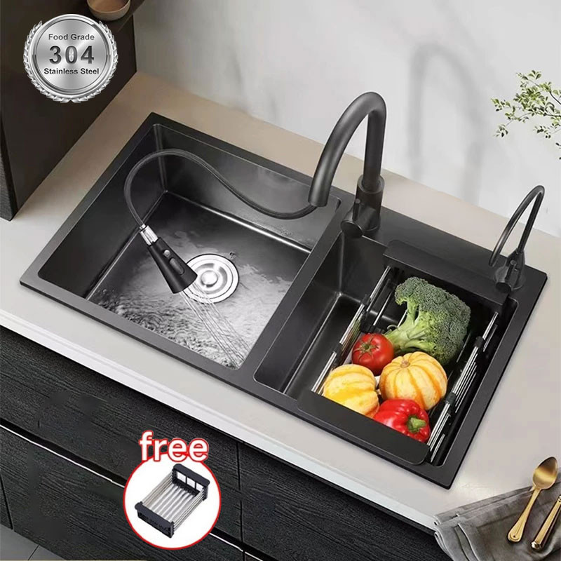 SUS304 Kitchen Sink Stainless Steel Thickness Single Double With Free ...