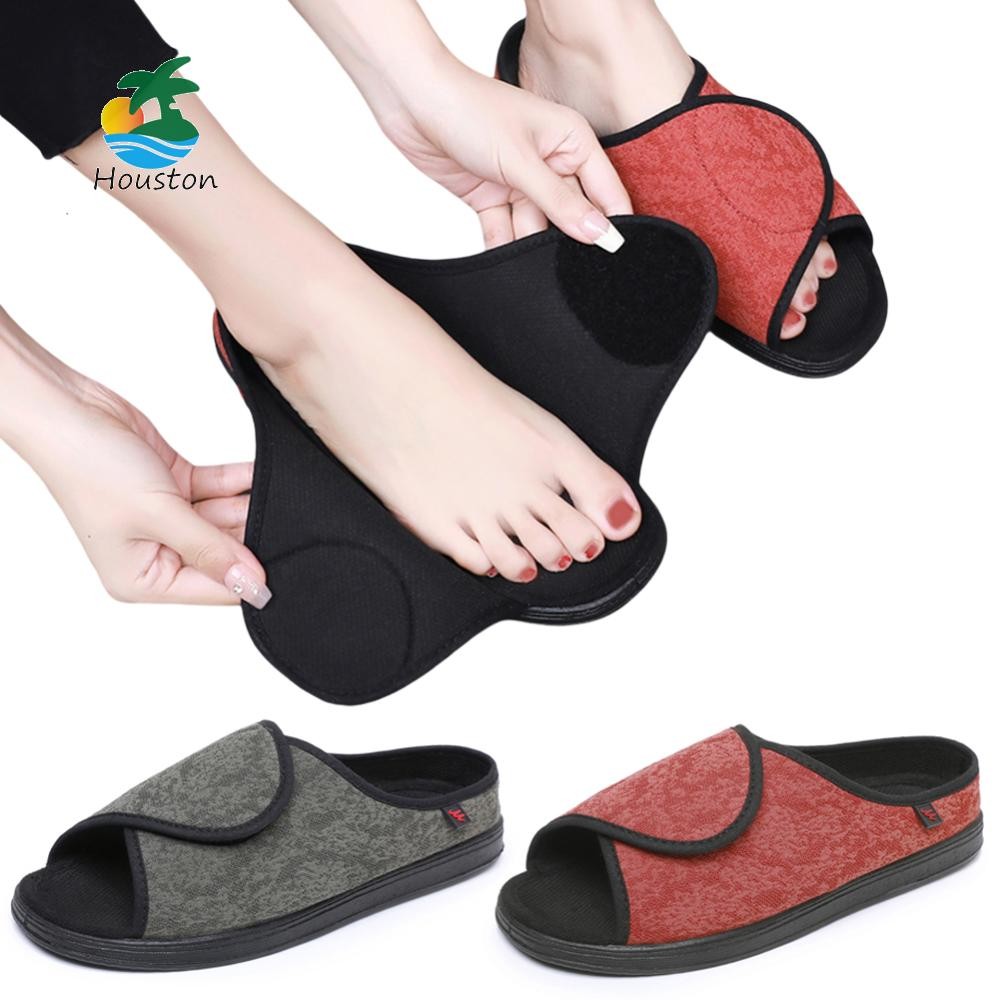 Wide Diabetic Shoes Open Toe Slides Adjustable Breathable for Swollen ...