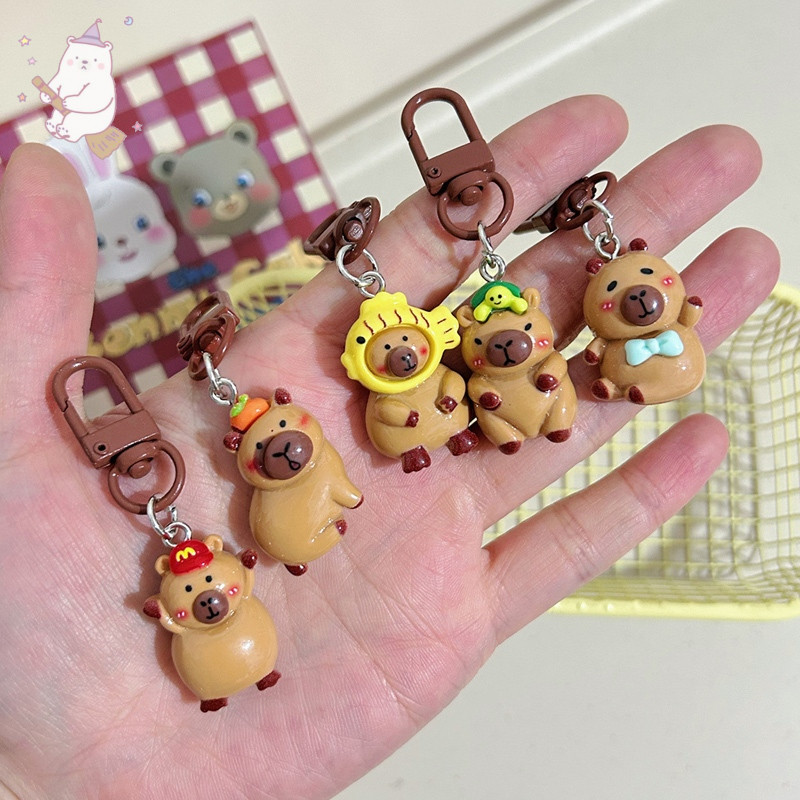 1PC Cute Capybara Key Chain Student Cartoon Backpack Pendant Mini ...