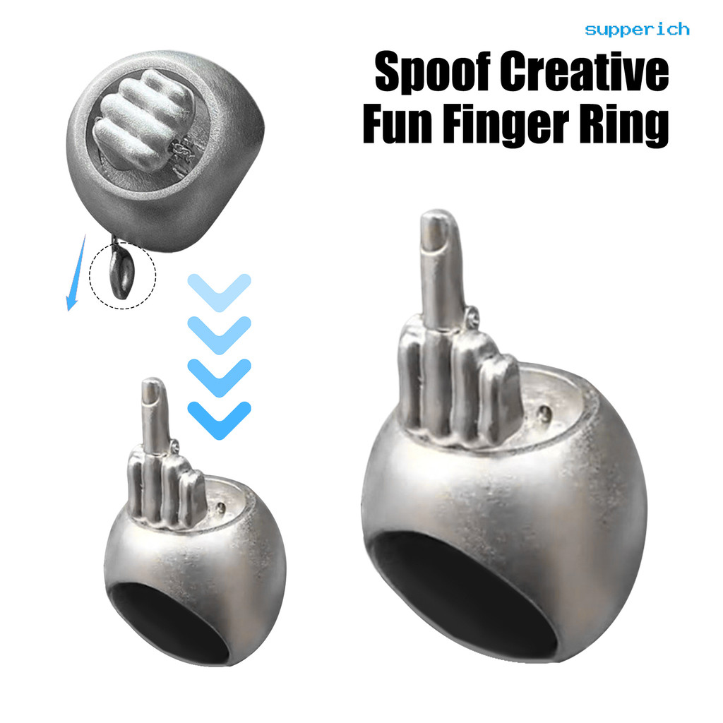 [SUPP]Middle Finger Spinner Ring Rotating Popping-Up Middle Finger Ring ...