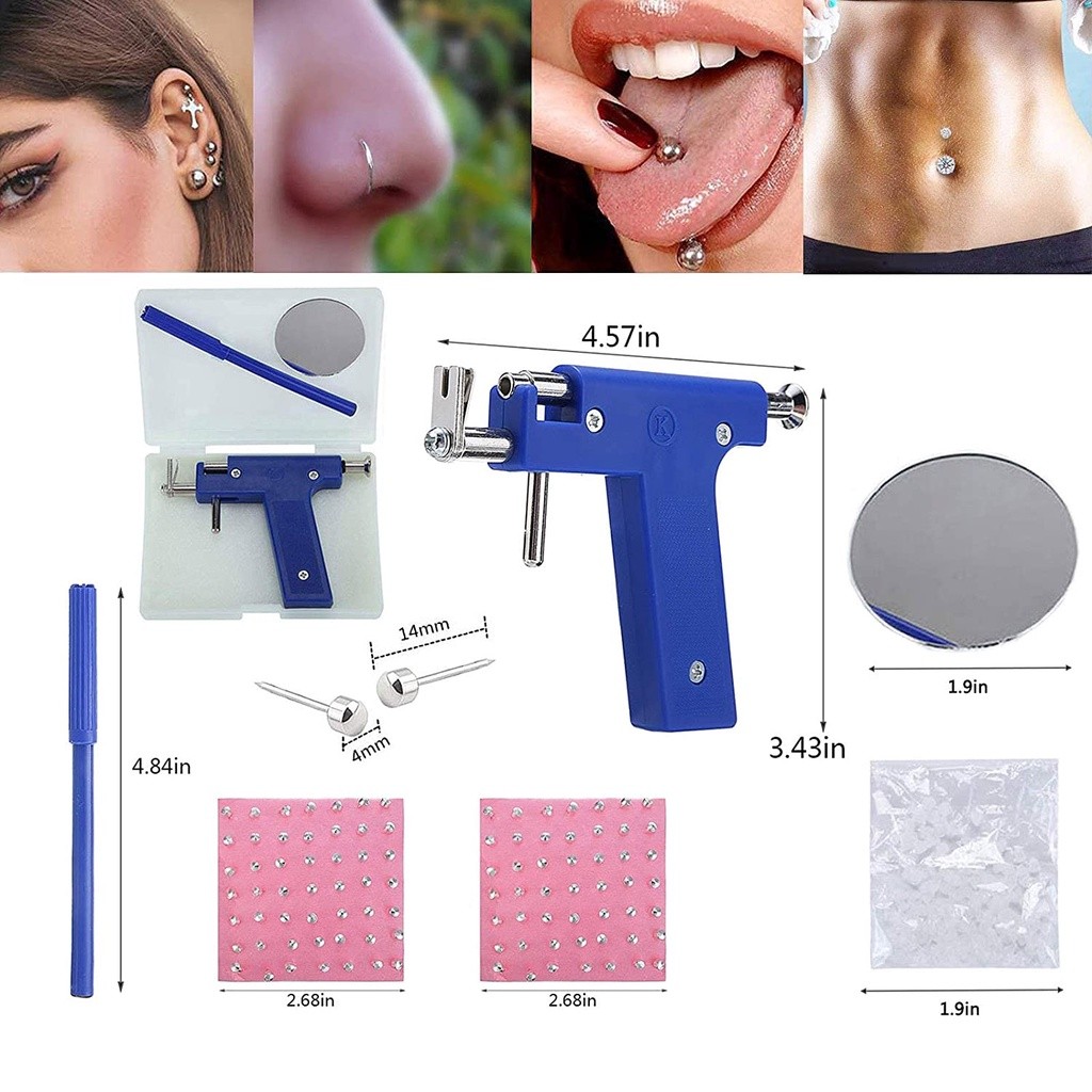Professional Ear Piercing Gun Tool Painless Sterile Safety Earnuts Body ...