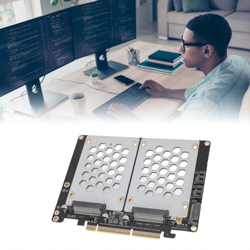 Haijiemall U.2 NVME Hard Drive To PCIE4.0 Split Card PCB Easy Install ...