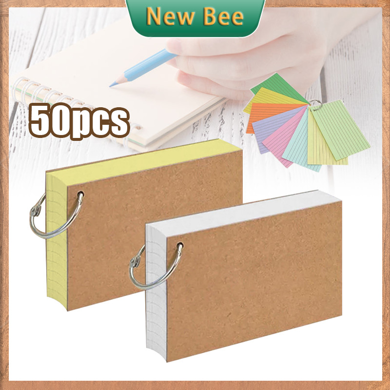 50Pcs Binder Memo Book Loose-Leaf Horizontal Line Index Cards with ...