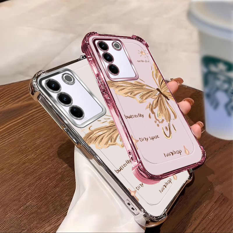 Shockproof 】Case For Vivo V29E 5F phone case 2025 Golden Butterfly new ...