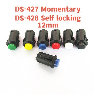 6pcs Self-Lock /Momentary Pushbutton Switches DS427 DS428 12mm OFF- ON ...