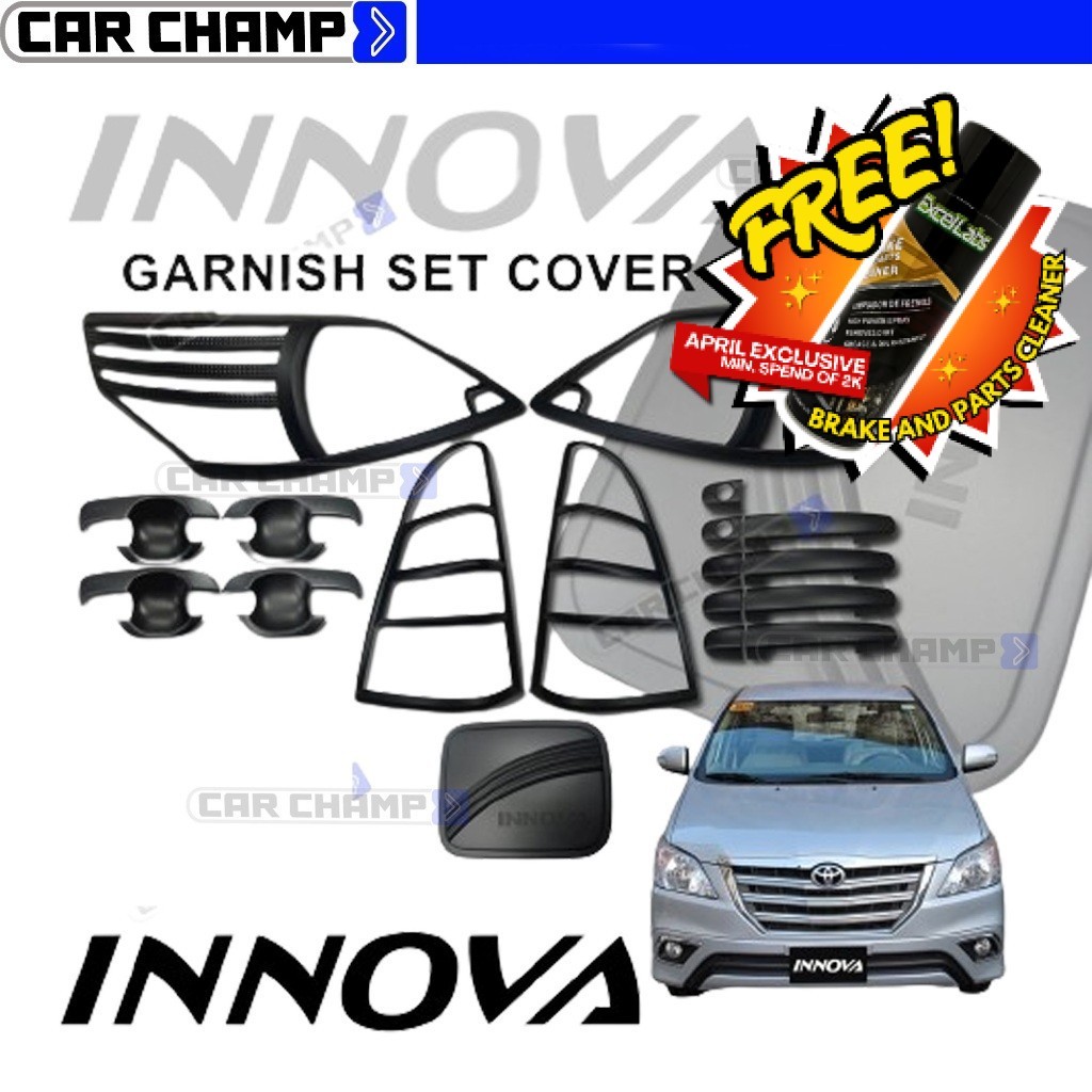 Toyota Innova 2012 to 2015 Garnish Combo set cover MATTE BLACK/CHROME ...