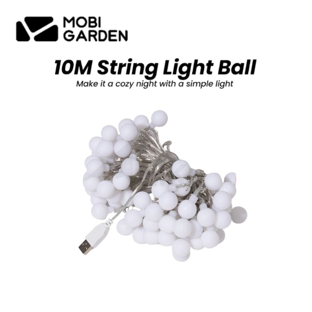 Mobi Garden 10M LED Ball Light String Lights USB Baterry Operated ...