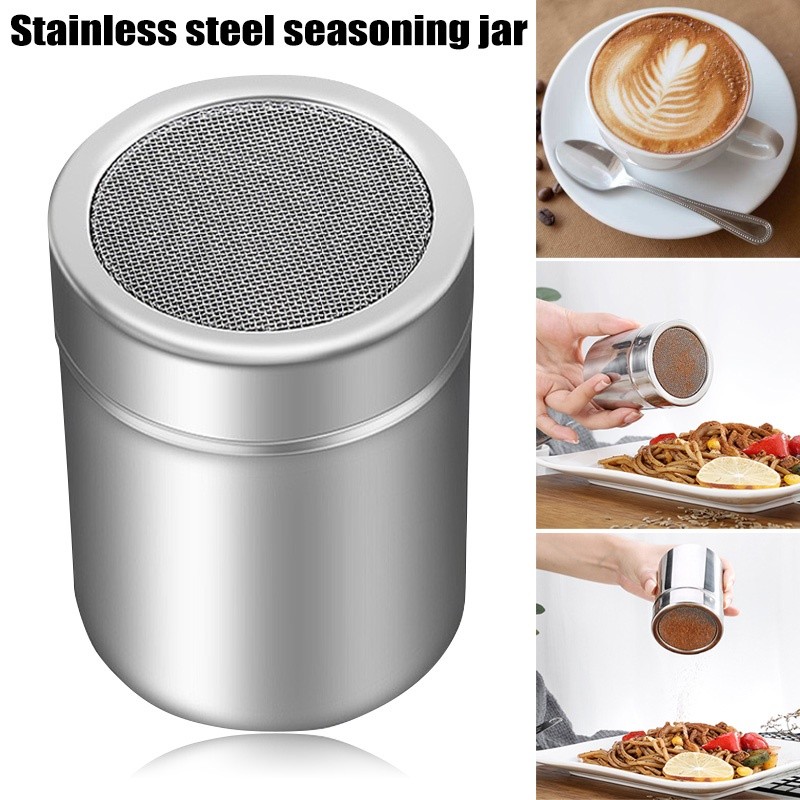 Powder Sugar Shaker with Lid Stainless Steel Powder Shaker Powder ...