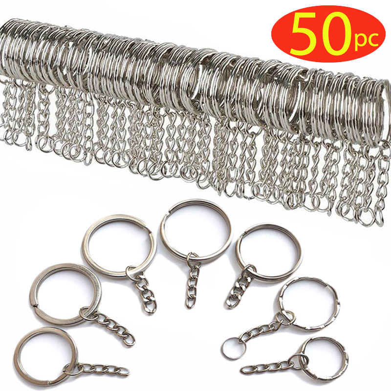 50/150pcs Silver-plated Metal Blank Key Ring Female Key Ring Ring DIY ...