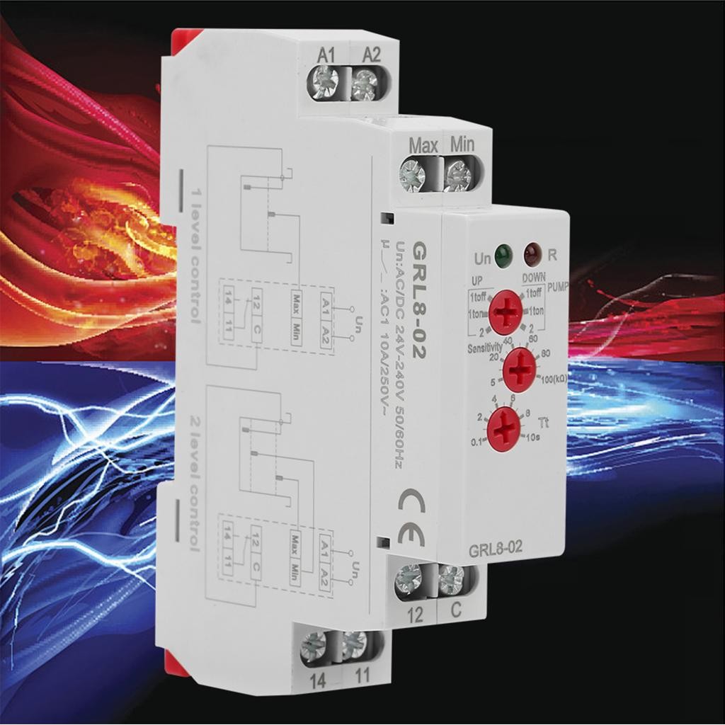 Maib 1 x Liquid Level Control Relay 10A AC/DC 24V-240V 35mm DIN Rail ...
