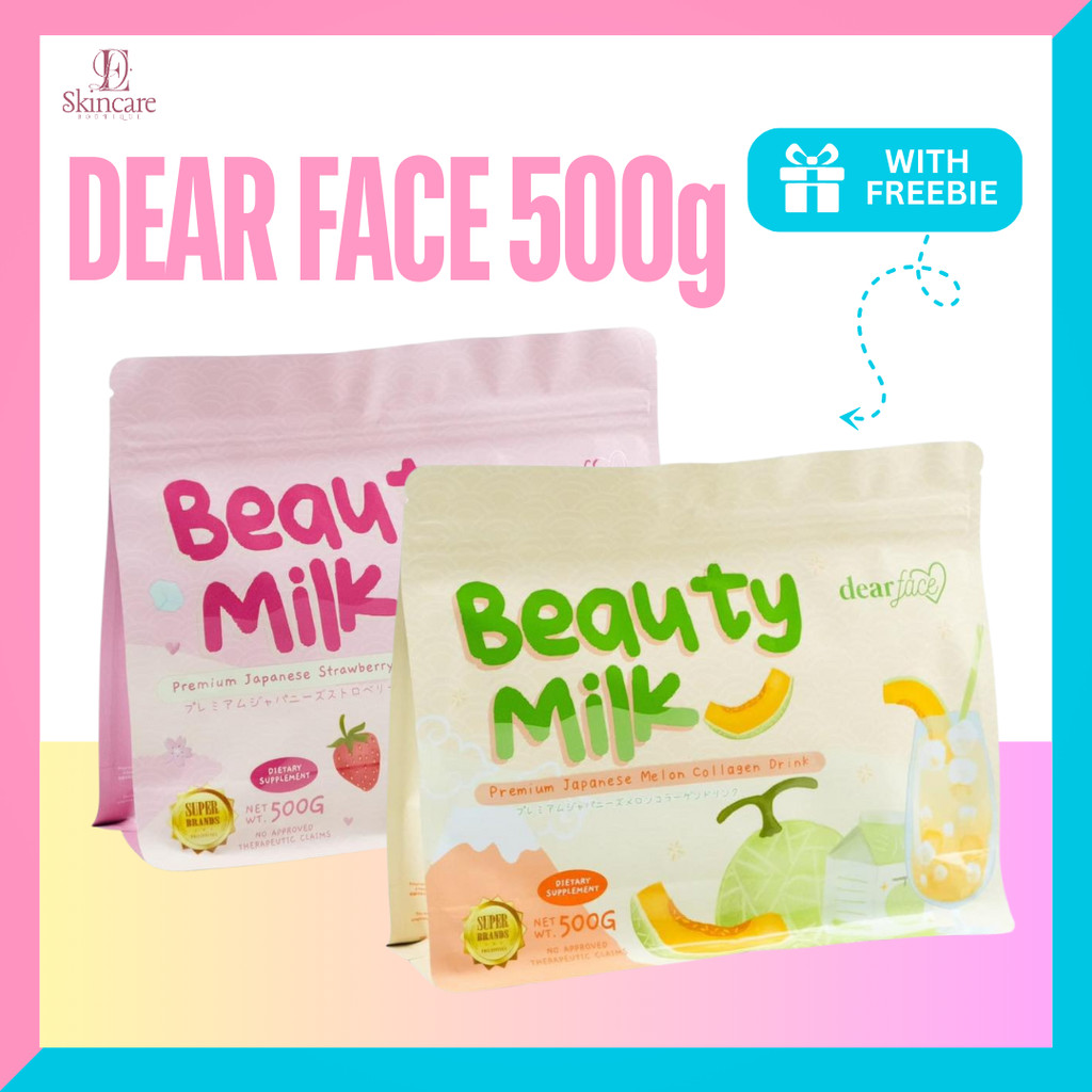 DEAR FACE 500G BEAUTY MILK MELON STRAWBERRY Supersized Collagen Drink ...