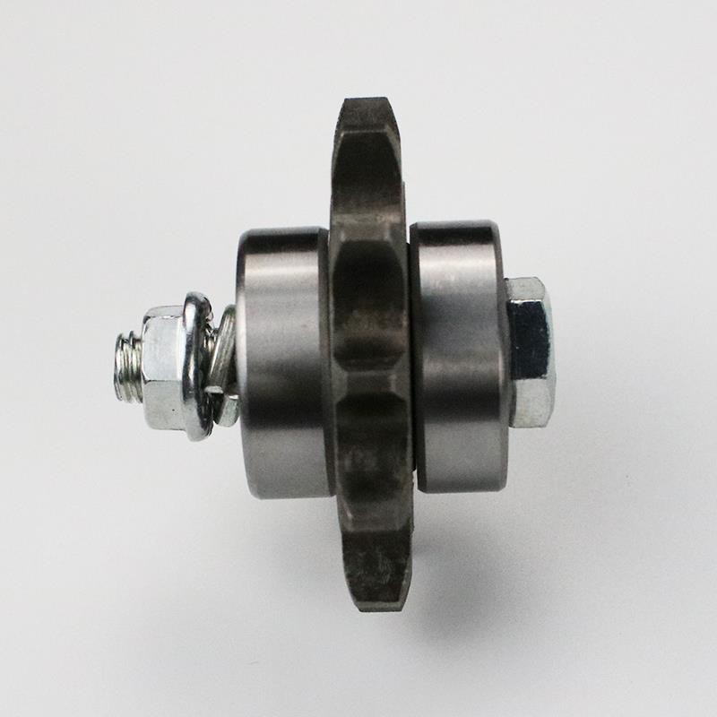 Motorcycle chain automatic tensioner with three-bearing spare wheel ...