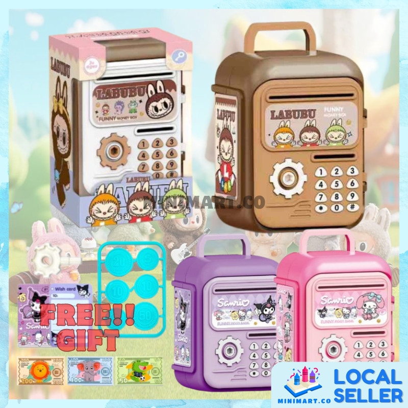 ! Labubu The Monster Piggy Bank with Key Lock Coins Box for Children ...