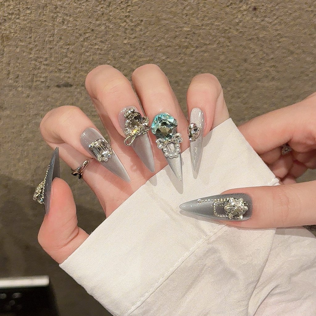 【Free Toolkit+COD】HANDMADE Long Drop Shape Artificial Nail Art ...