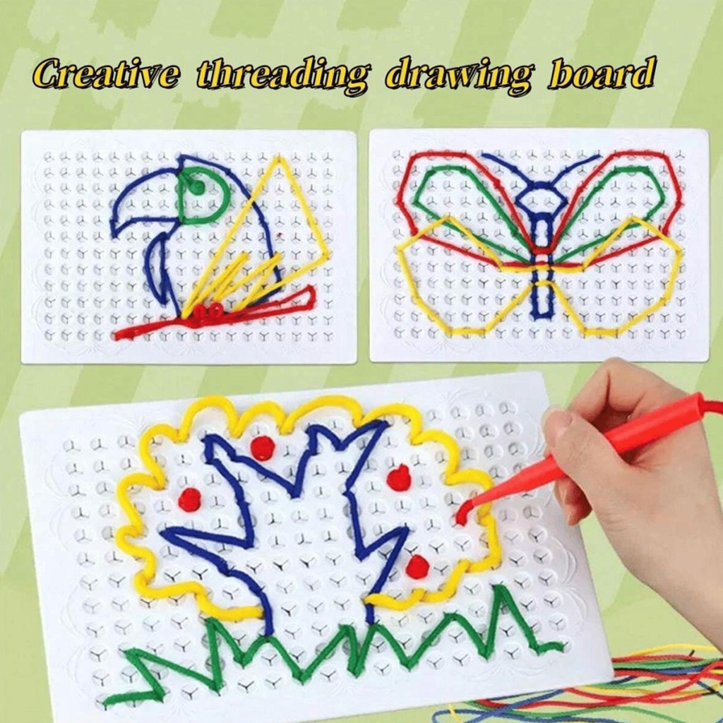 Sensory Thread Board Colorful Threading Toy Interactive Early Learning ...