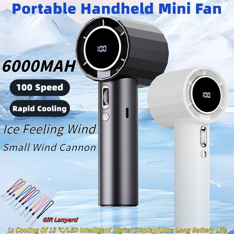 6000MAH Turbo Portable Jet Fan High Speed Handheld Fan 100 Gear USB ...