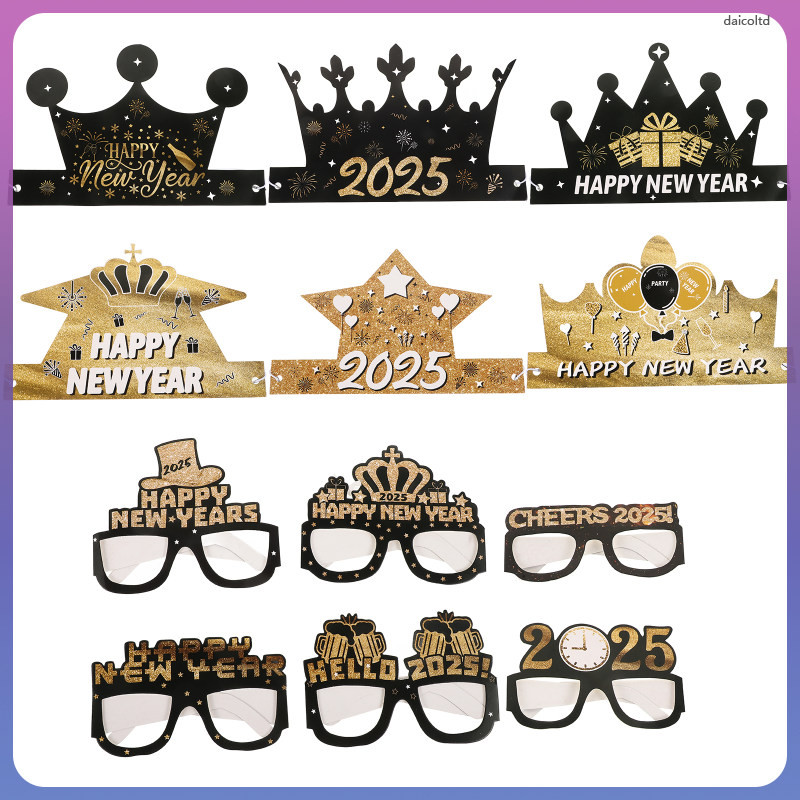12 Pcs 2025 Paper Glasses New Year Hats Happy Years Eve Costume ...