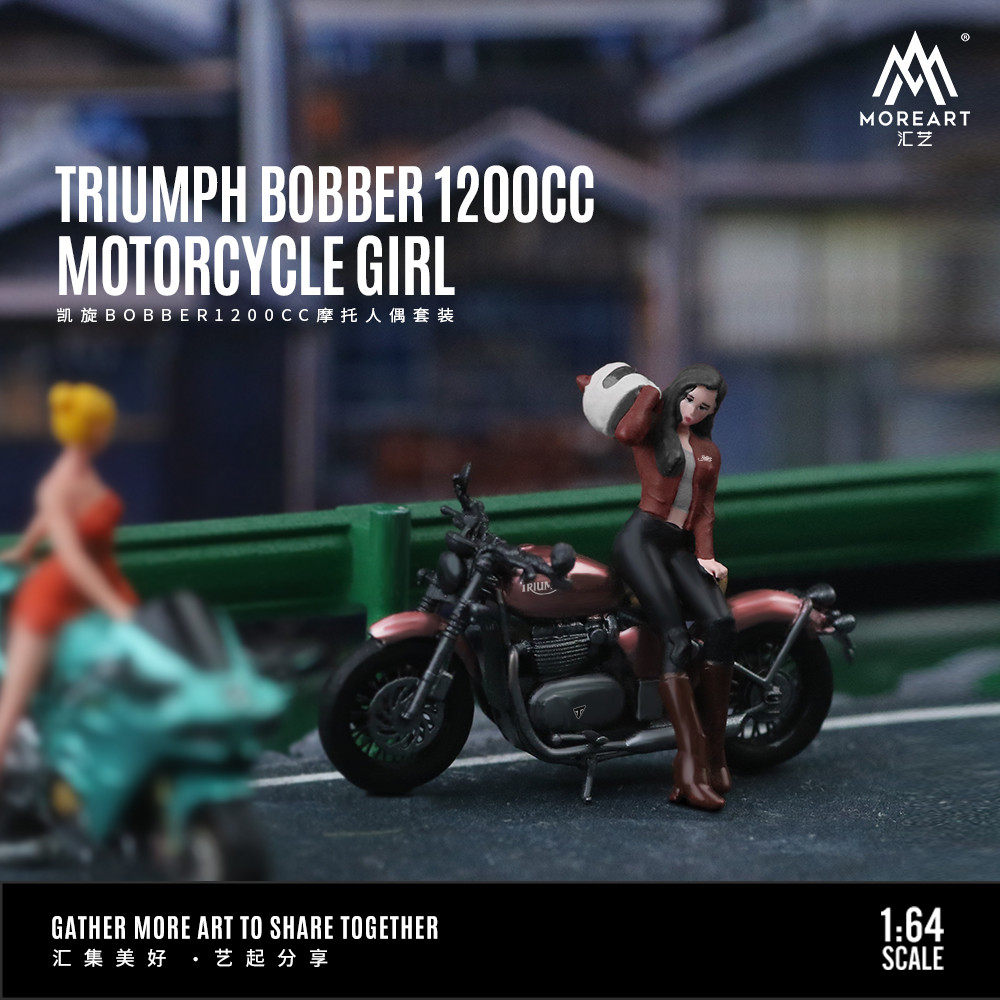 MoreArt 1:64Triumphal BOBBER 120CC Motorcycle Doll Set Resin Model ...