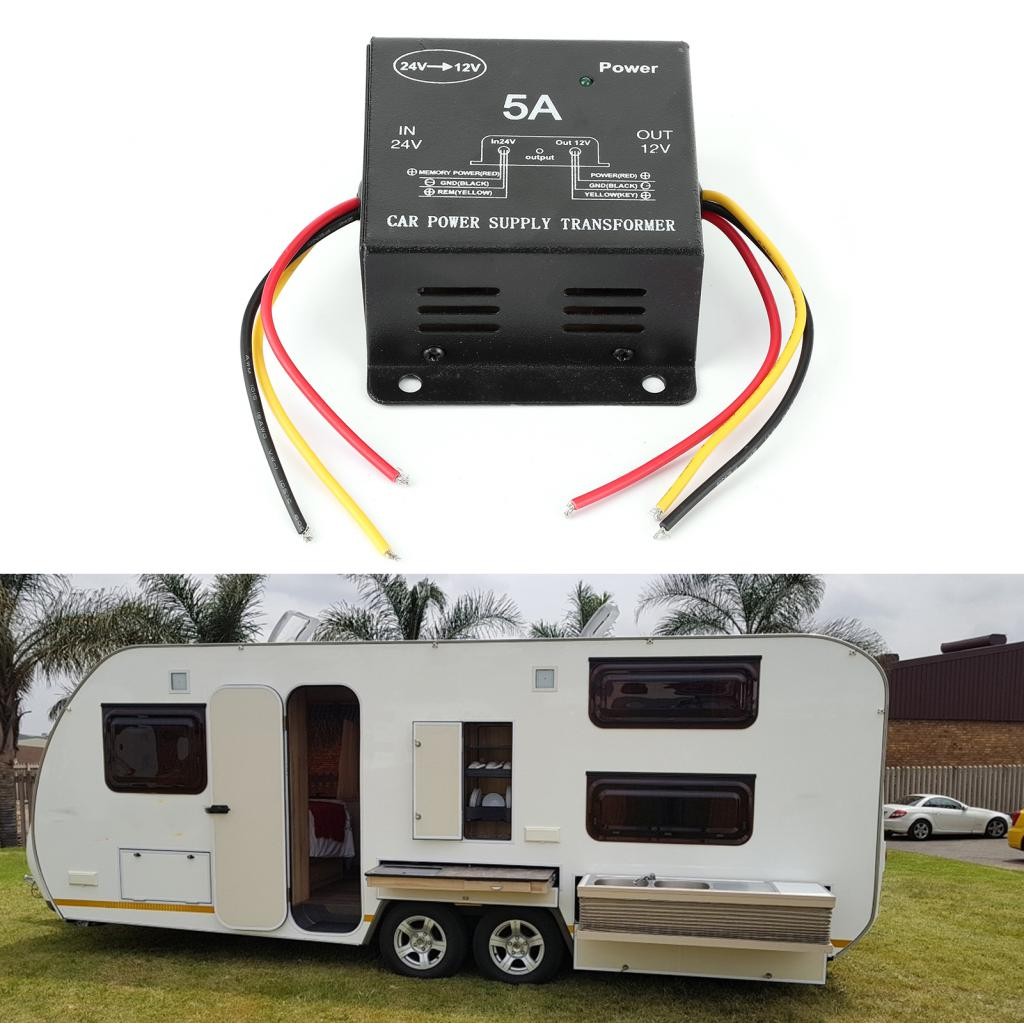 Phoenixshop Car Voltage Adapter Converter Transformer DC 24V To 12V 5A ...