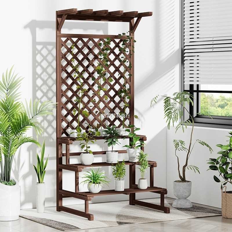 Anticorrosive Wood Flower Stand Solid Wood Flower Rack Climbing Frame ...
