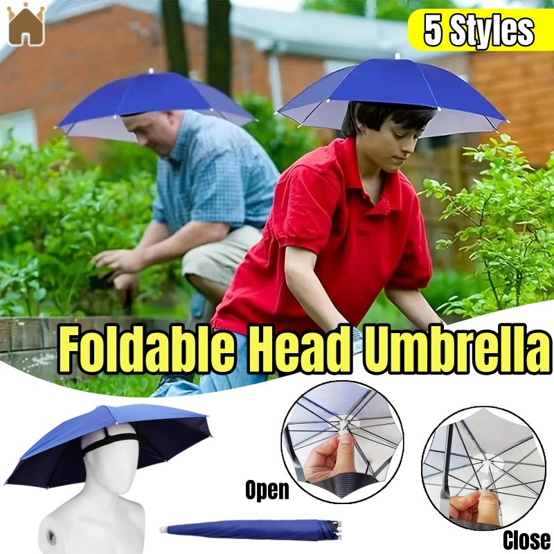 Head Umbrella Hat Outdoor Hot Foldable Golf Fishing Camping Headwear ...