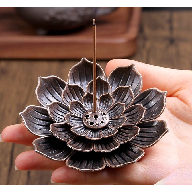 High-end Incense Burner Lotus Incense Stick Holder Buddhism Decoration ...