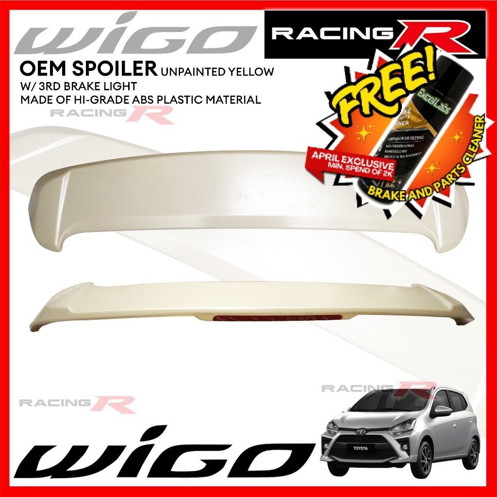 Toyota Wigo 2014 to 2023 OEM Spoiler with Brake Light UNPAINTED 2015 ...