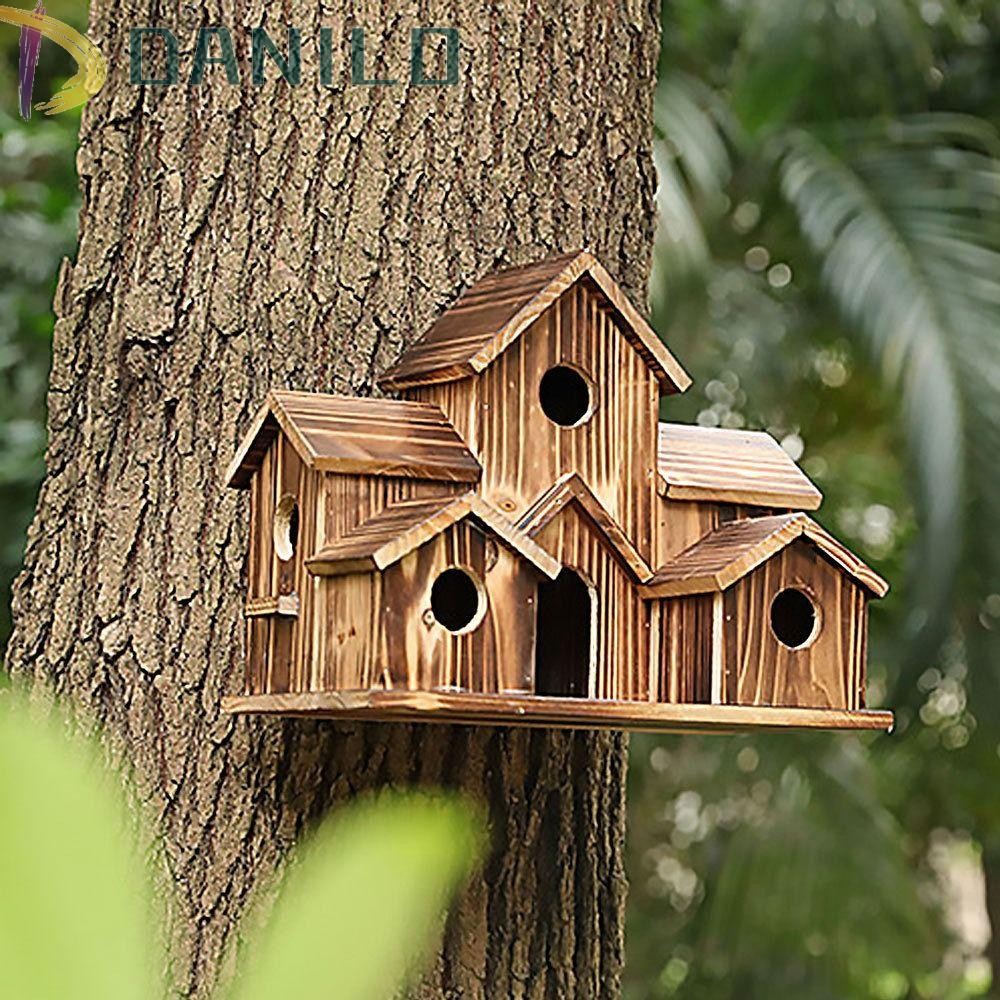 DANILO1 Hanging Tree Birdhouses, Handmade Natural Wooden Bird House ...