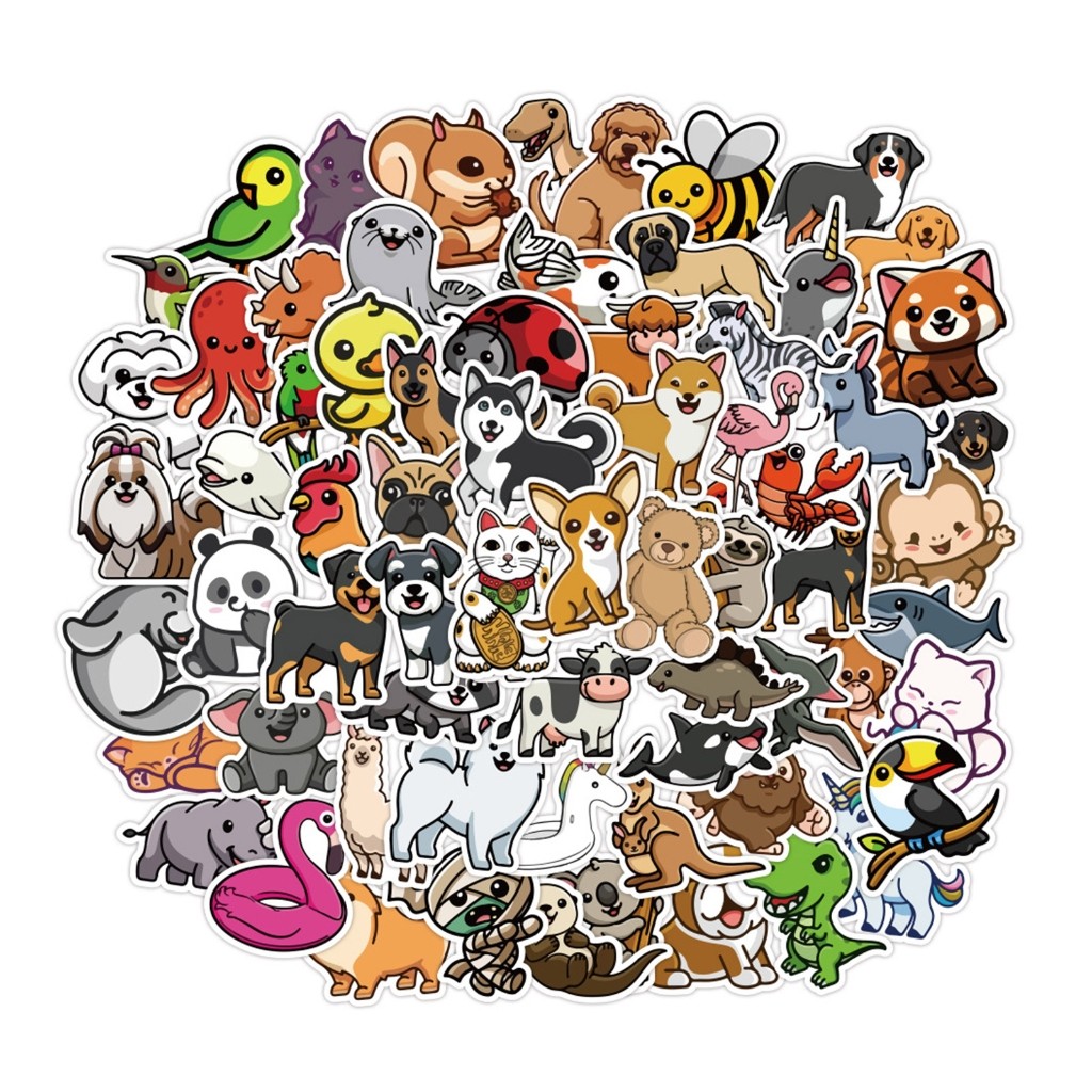 ж-100Pcs Cute Animal Stickers Waterproof PVC Stickers for Laptop ...