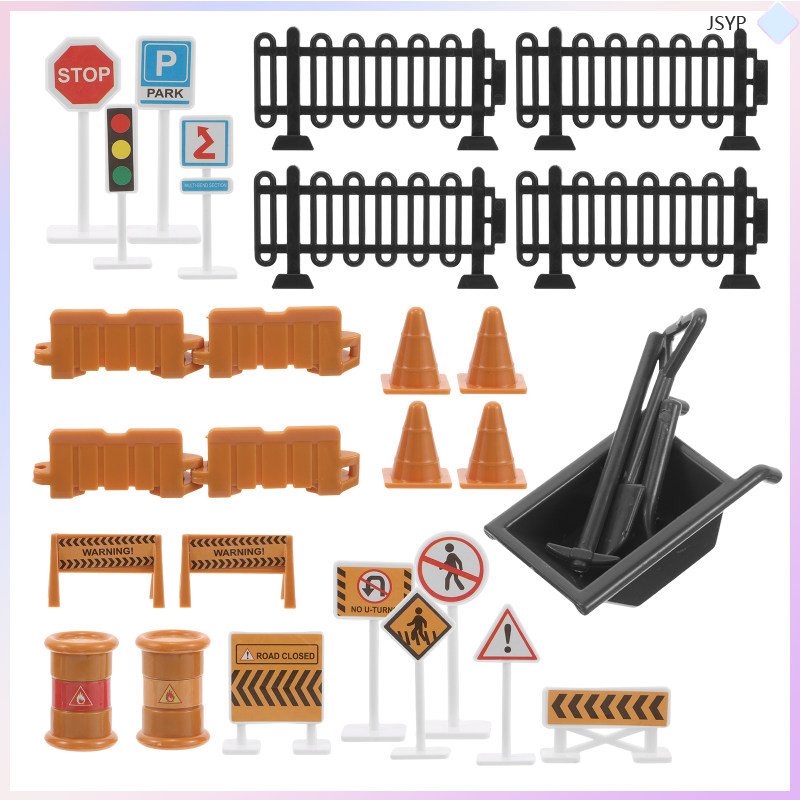 30 Pcs Toy Traffic Sign Mini Caution Fun Signal Decor Car Model Plastic ...