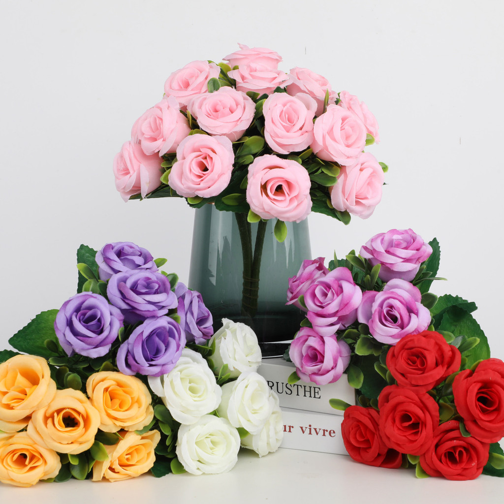 Roses Artificial Flower for Decoration Home Wedding Silk Roses Fake ...