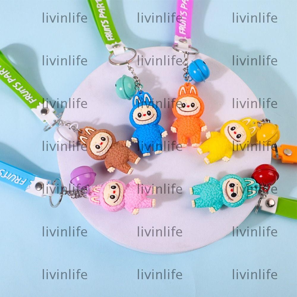 LIVINLIFE Pop Mart Keychain, Labubu Leather Rope Bell Cartoon Doll ...