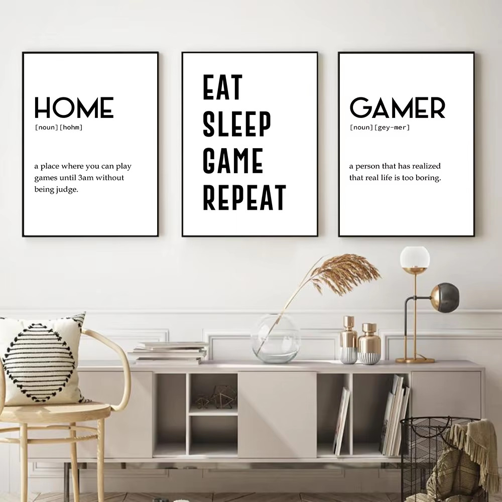 Game Repeat Gaming Wall Art Canvas Poster Gamer Art Canvas Painting ...