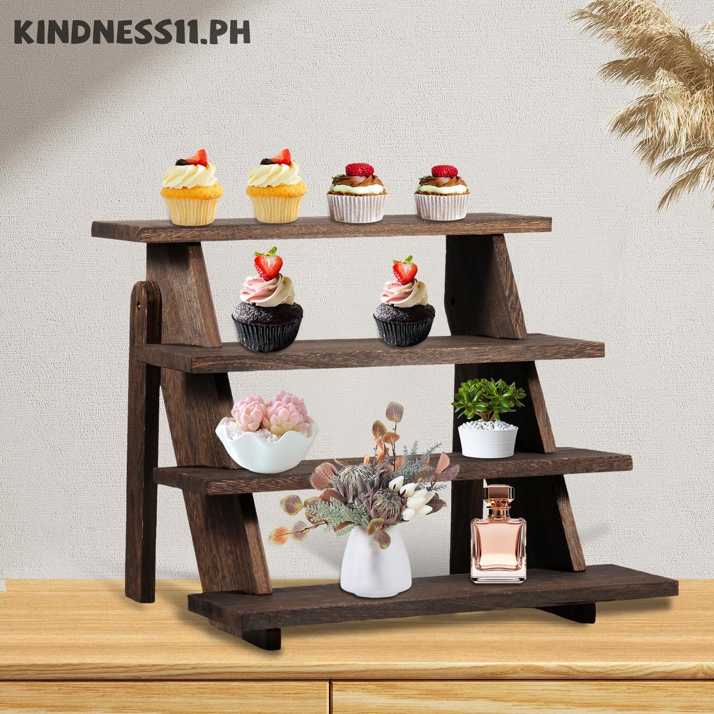 4 Layers Cupcake Stand Wood Cupcake Display Stand Decorative Tabletop ...
