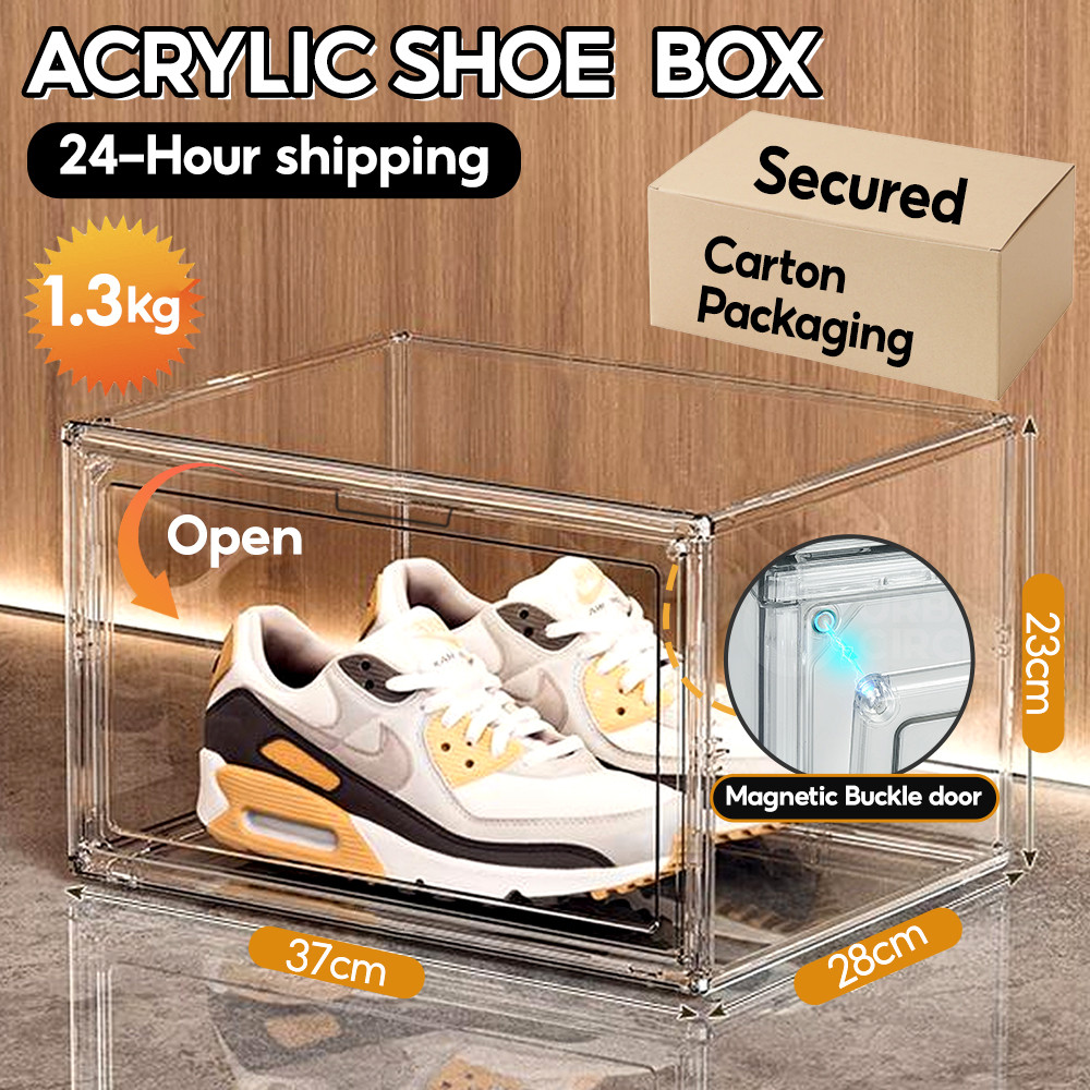 Acrylic Shoe Box Magnetic Shoe Storage Box Dust-proof Transparent Wall ...