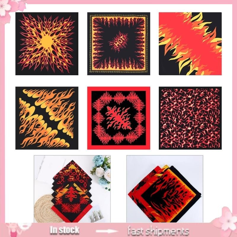 YOI 21 Fire Bandana Head Scarf for Women Men Stretch Square Turban Head ...