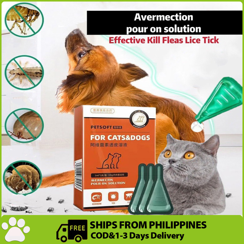 PETSOFT Avermectin Pour-on Solution Ticks Lice Scabies Mites Drops for ...