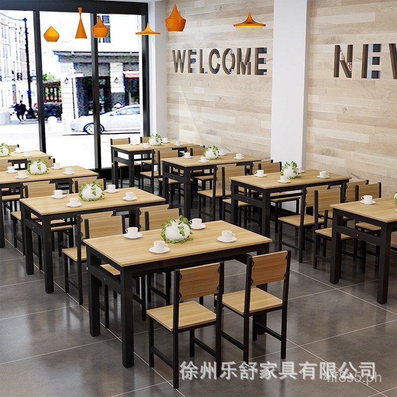 Restaurant Barbecue Dining Tables and Chairs Set Fast Food Canteen Food ...