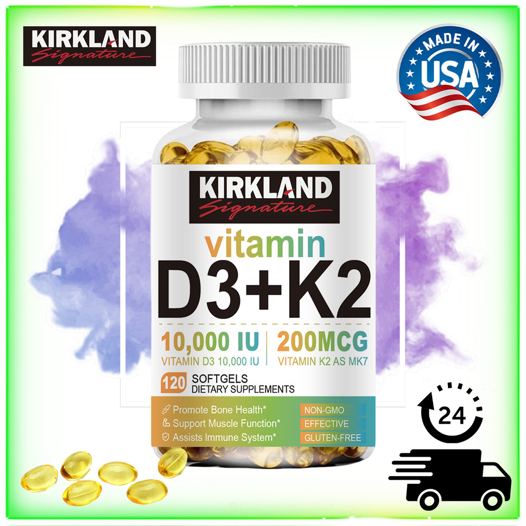 Vitamin D3 K2 10000 iu & 200 mcg, Vitamin D with MK7 Vitamin K2 ...